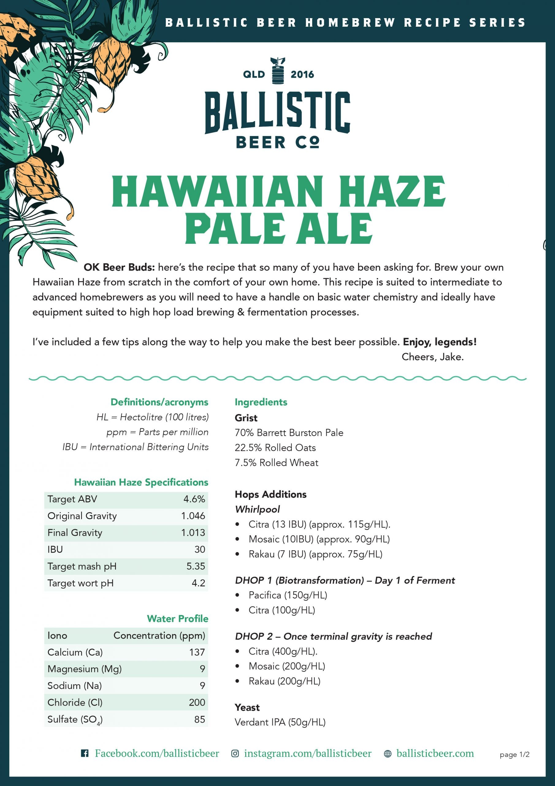 Hawaiian Haze Home Brew Recipe! – Ballistic Beer Co